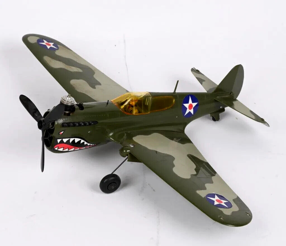 Vintage Cox P-40 Warhawk Plane Flying Model .049 Gas Powered Engine w ...
