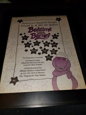 Barney The Dinosaur Bedtime With Barney Radio Show Promo Poster Ad ...