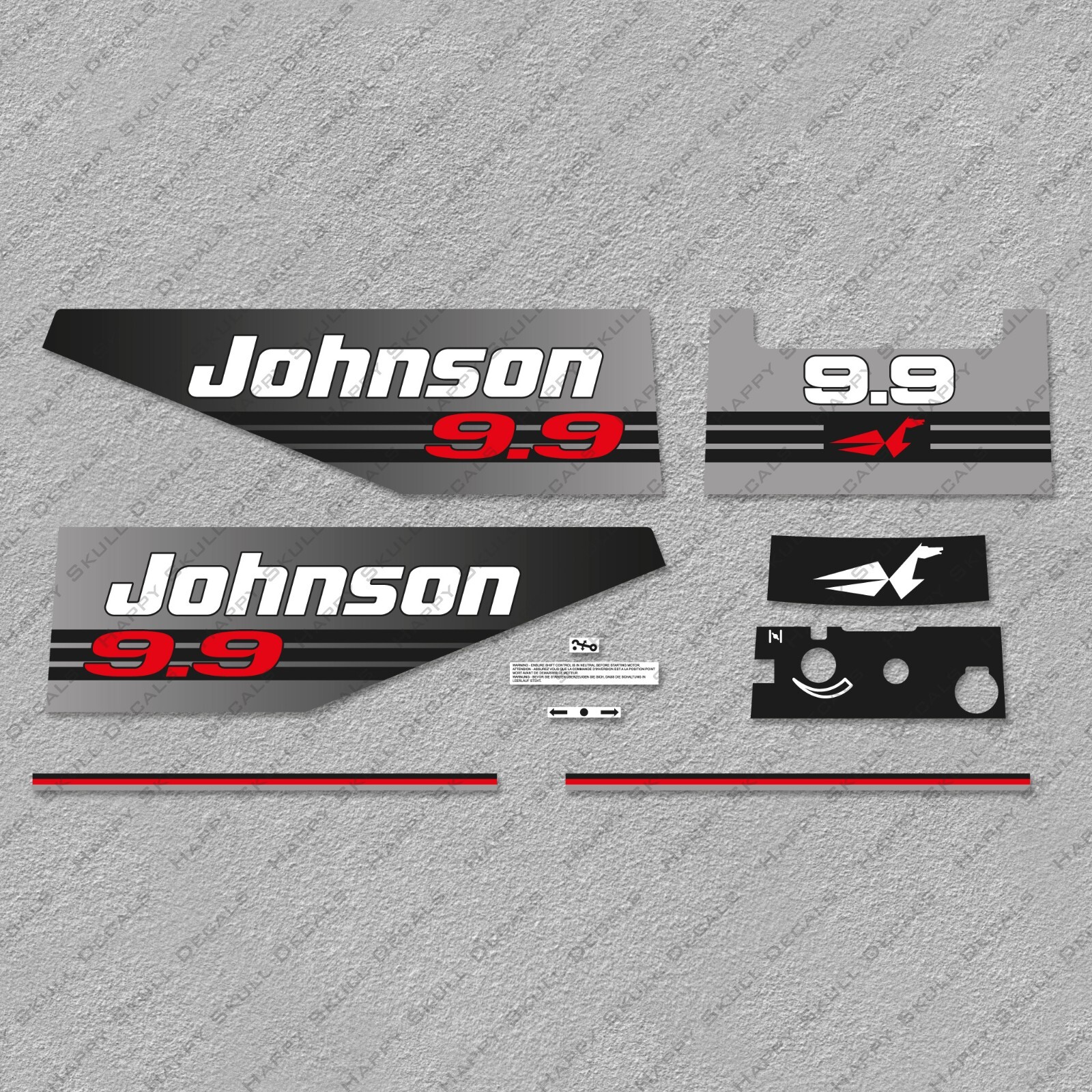 Johnson 9.9 HP Two Stroke 1992 Outboard Engine Decals Sticker Set 9.9HP ...