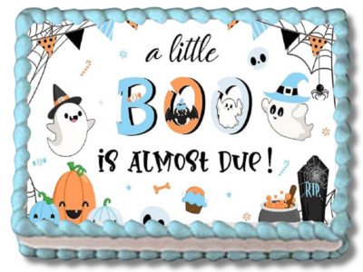 A Little Boo Is Almost Due Edible Image Personalized Baby Shower Cake ...