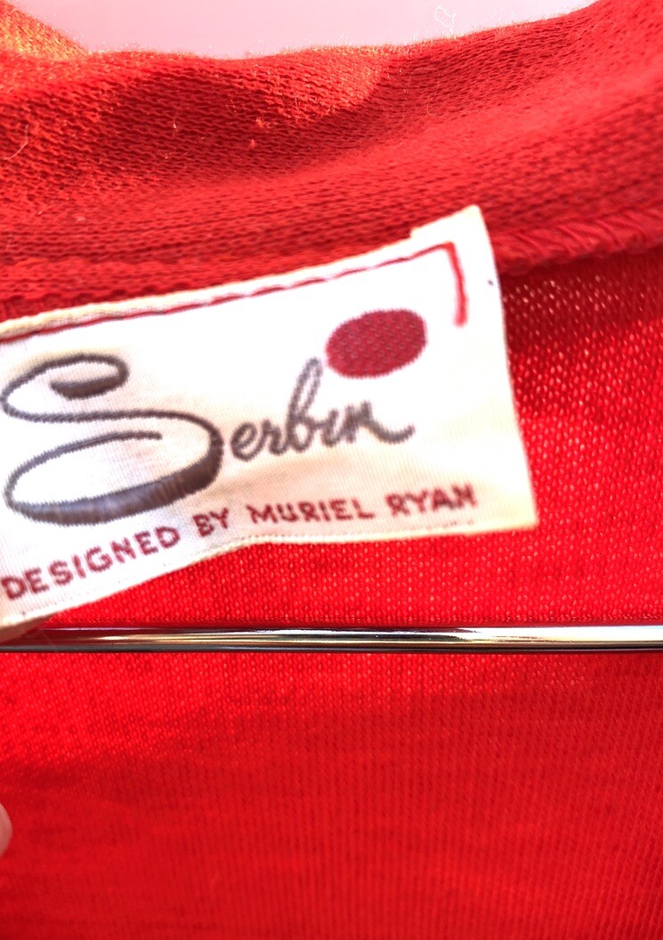 Vtg Serbin Muriel Ryan Knit Red Yellow Calico Cats Kittens Applique ...