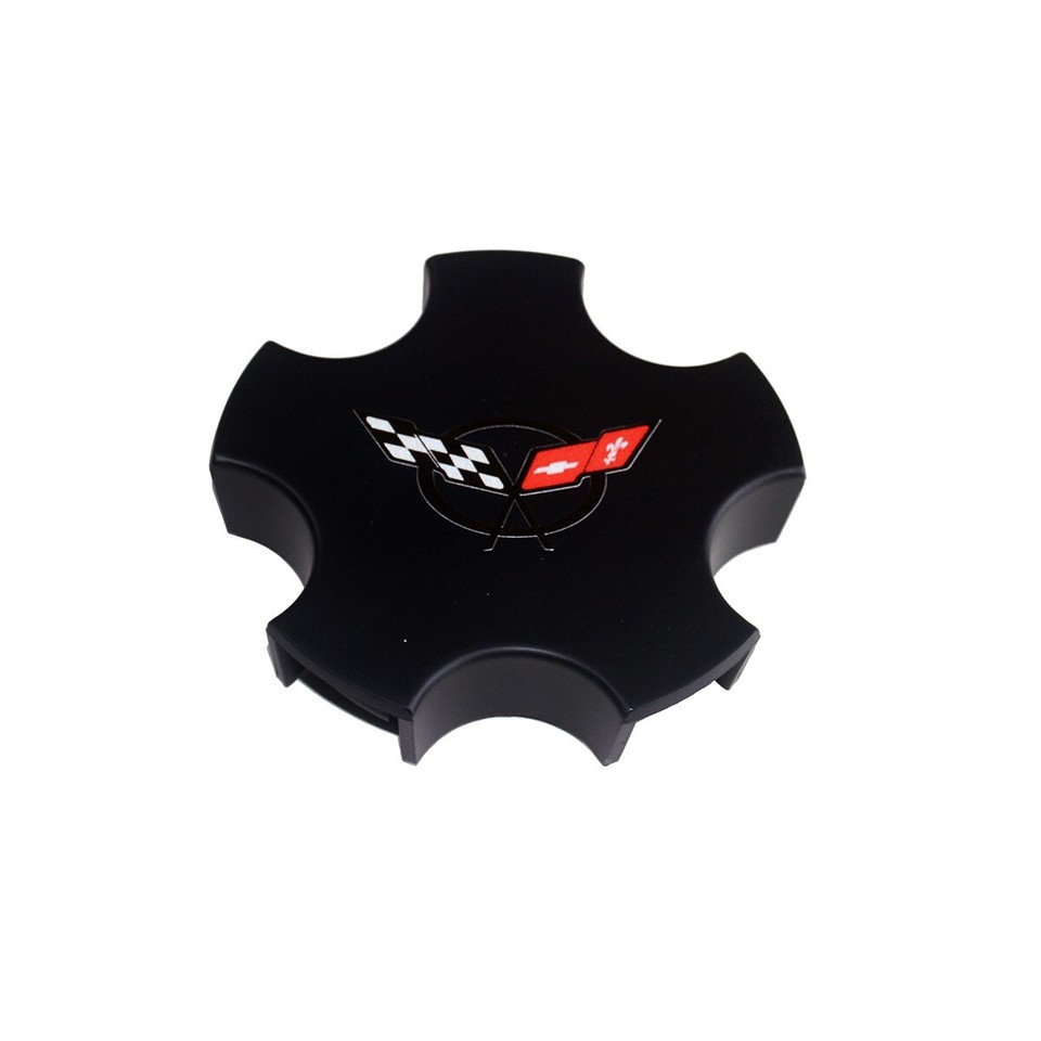 2Pc Fits 2000-2004 C5 Corvette Cross Flag Logo Wheel Center Caps Black ...