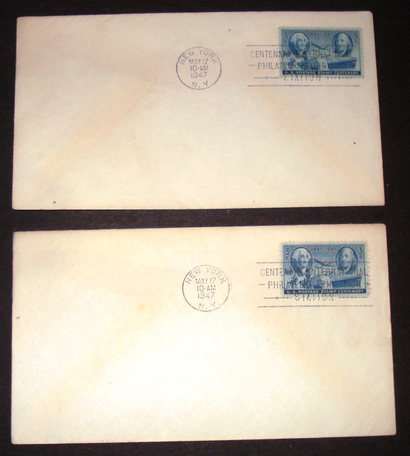 (2) #947 POSTAGE STAMP CENTENARY UNADDRESSED UNCACHETED FDC FIRST DAY ...