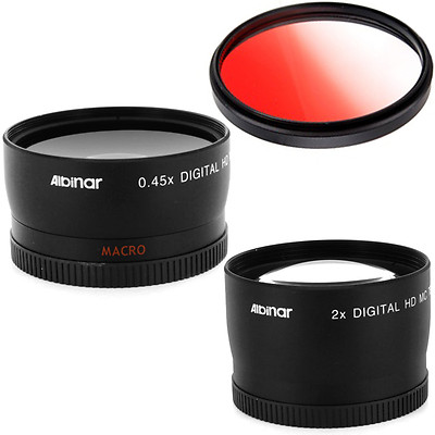 Gradual Red Filter,Wide Angle,Telephoto Lenses for Canon EOS 350D 400D ...