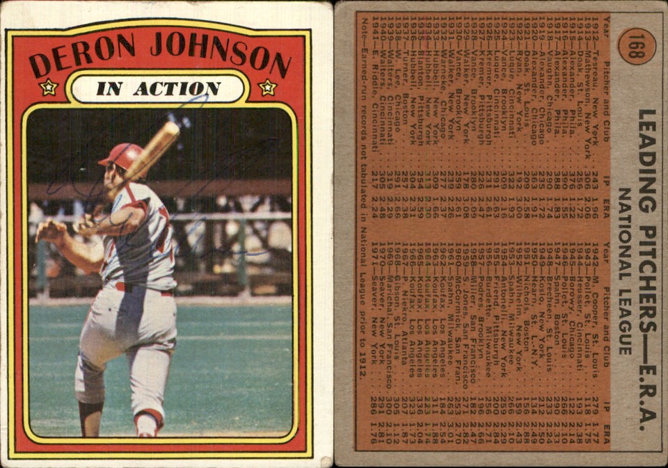 Deron Johnson Signed 1972 Topps #168 Card Philadelphia Phillies Auto AU ...