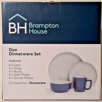 BRAMPTON HOUSE DUO DINNERWARE SET 16 PIECE MUGS BOWLS SIDE DINNER ...