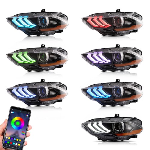 For 2018-2023 Ford Mustang RGB LED New Style Headlights DRL Front Lamps ...