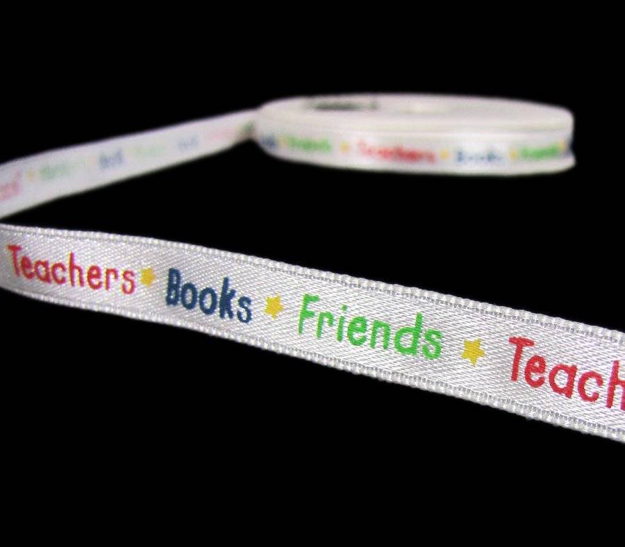 5 Yards School Books Teachers Friends Scrapbook Satin Ribbon 3/8"W | eBay