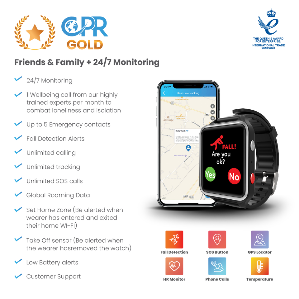 CPR Guardian 3 Elderly SOS Personal Alarm Watch with Fall Detector ...