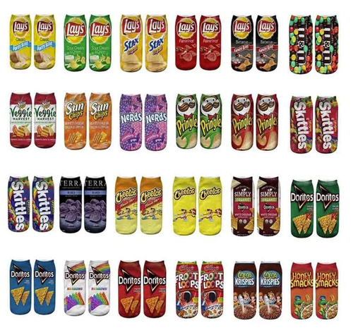 Unisex Novelty Socks - Snack Themed (Skittles, Doritos, M&Ms, Lays and ...
