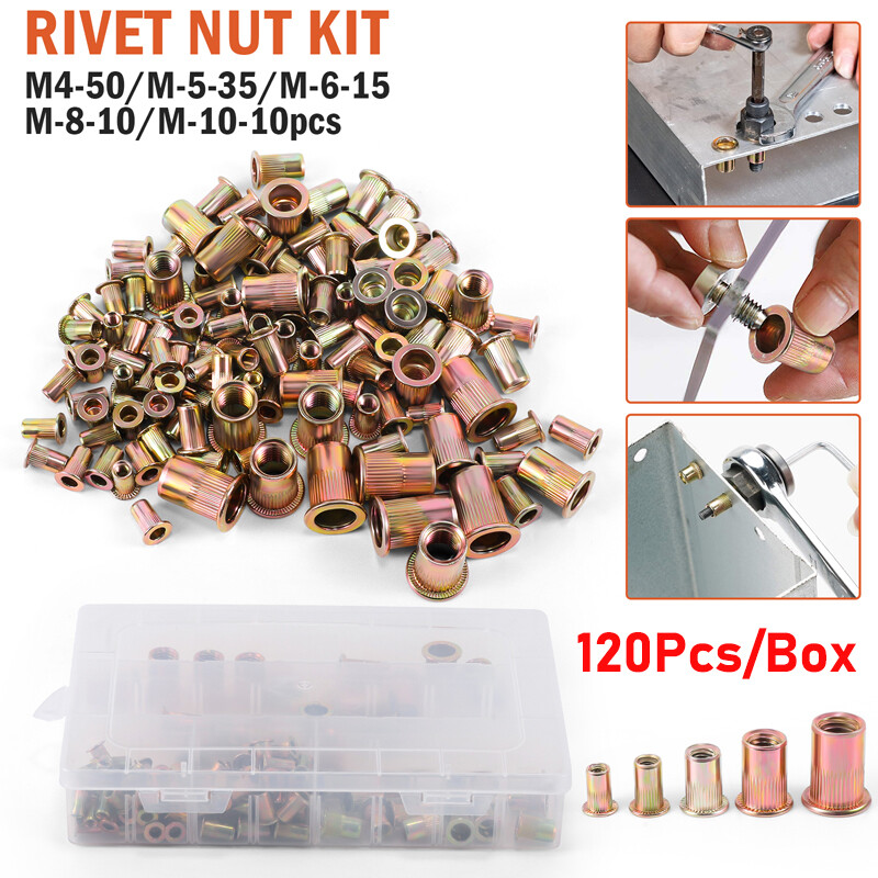 120/240/600 Rivet Nut Kit Rivnut Nutsert Assort Nut Setter Thread ...