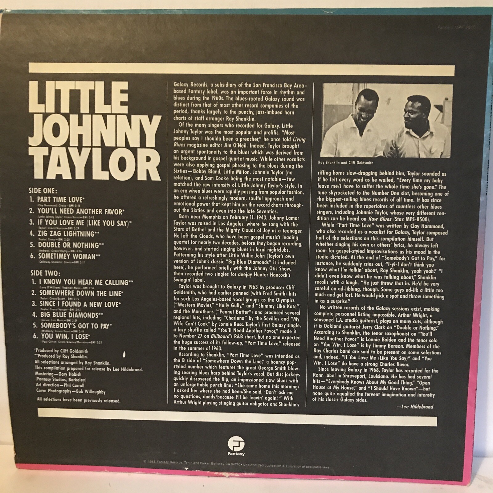 Little Johnny Taylor LP Greatest Hits 1982 Soul FANTASY RE. MPF-4510 ...