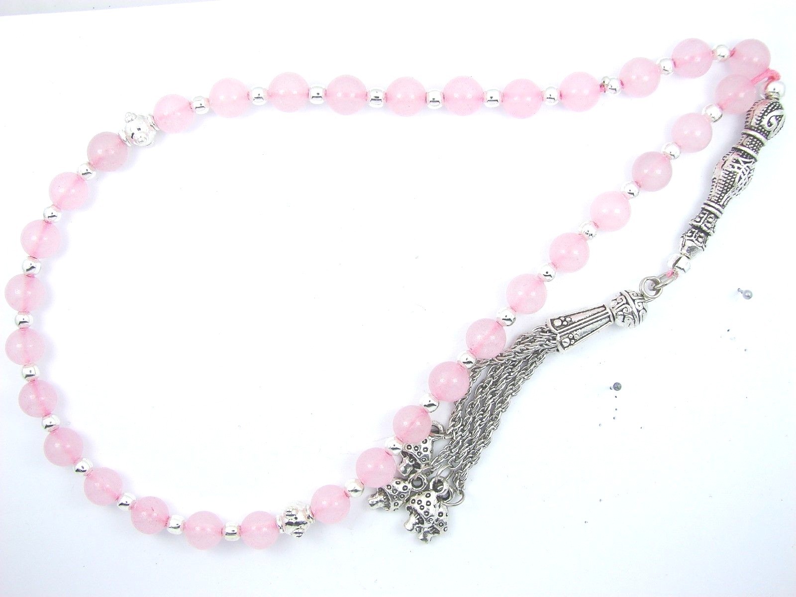 8mm x33 ROSE QUARTZ PRAYER BEADS ISLAMIC TASBIH MASBAHA SUBHA QURAN ...