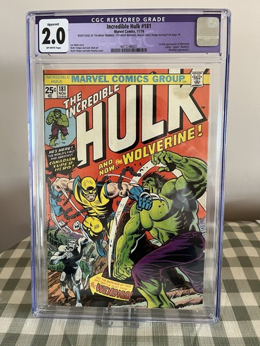 Incredible Hulk 181. CGC 2.0. 1st App of Wolverine. Purple Label! | eBay