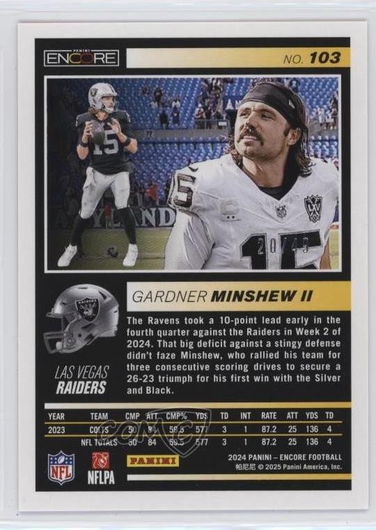 2024 Panini Encore Red /49 Gardner Minshew II #103 | eBay