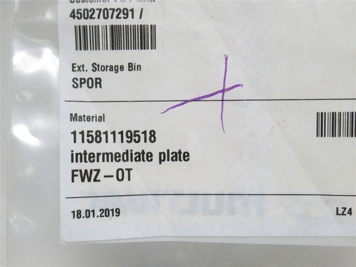 235983 New-No Box; Multivac 11581119518 Intermediate Plate; Aluminum ...