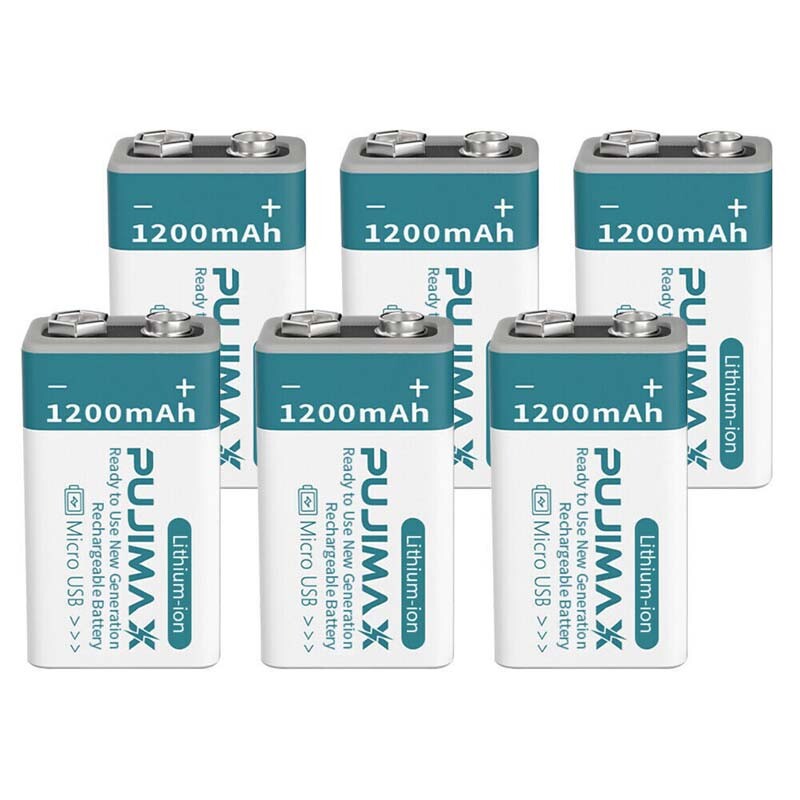9V 9 Volt Li-ion USB Rechargeable Batteries 1200MAH Lithium Ion Battery ...