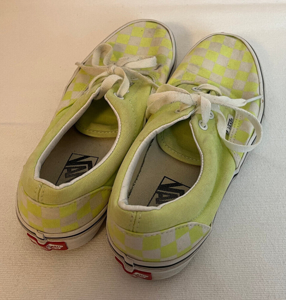 Vans Lime Green & White Checkerboard Sneakers Tennis … - Gem