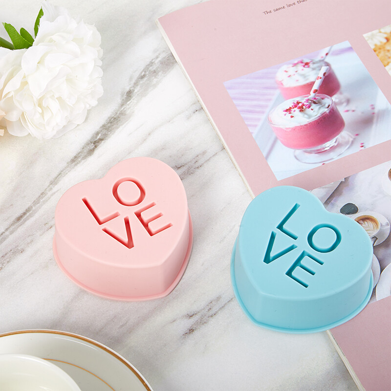 1PC Silicone Cake Cup DIY Love Muffin Cake Cup Pudding Mold Baking Cake ...