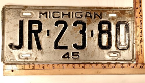 Vintage 1945 Michigan License Plate Tag All Original | eBay