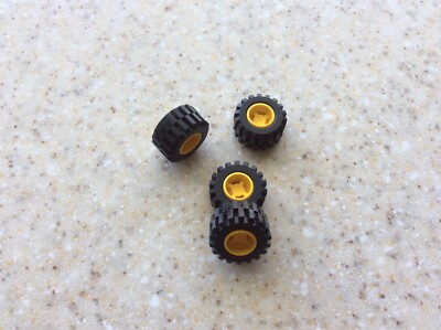 Lego part 6015 6014 yellow tire 21mmD.x12mm offset tread small wide rim ...
