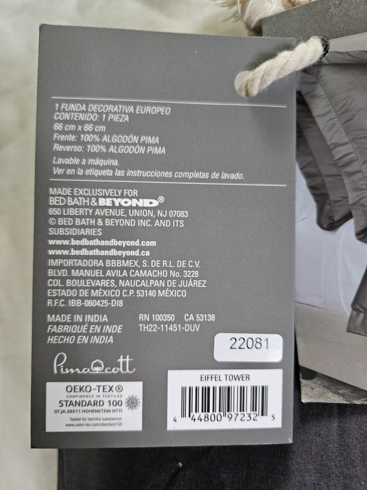 The Threadery Pima Cotton 1000 Thread Count European Pillow Sham in ...