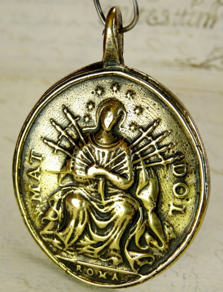 ANTIQUE O. L. OF SORROWS ST. MICHAEL ARCHANGEL SLAYING DEVIL SATAN ...