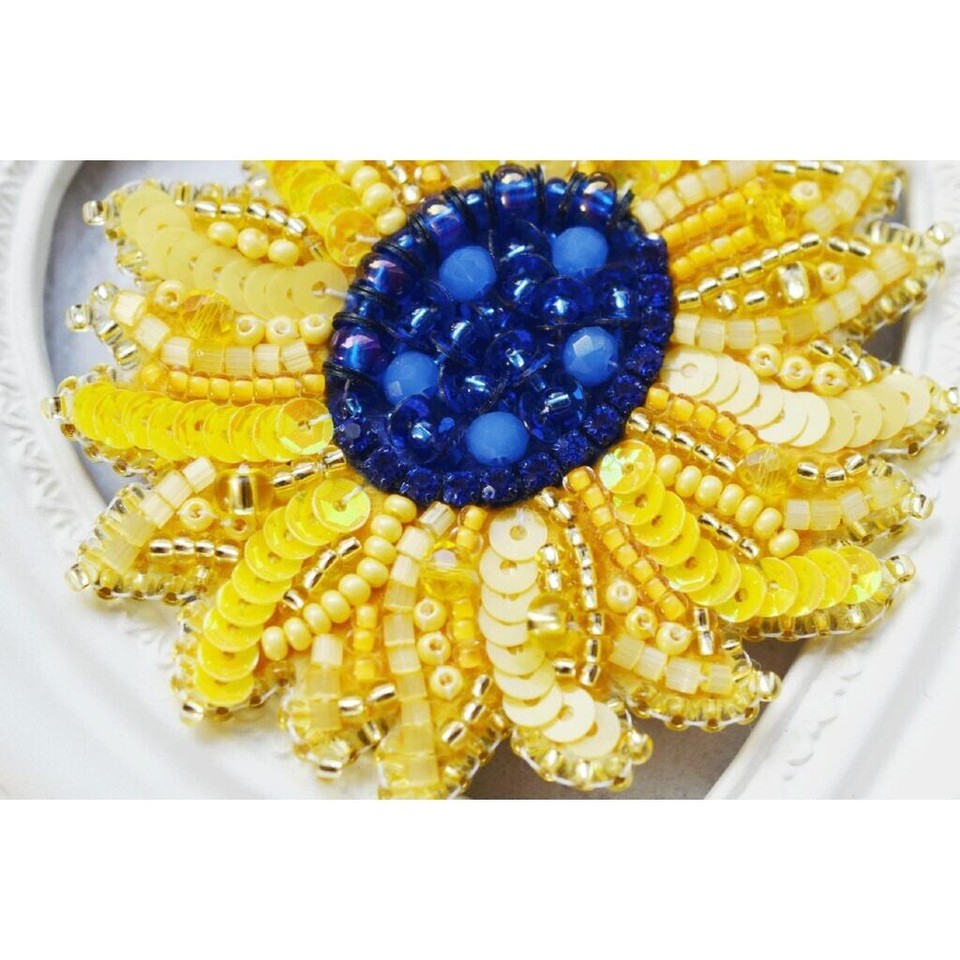 DIY Jewelry Making Beading kit Sunflower Brooch Bead Embroidery Pin ...