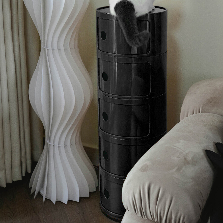 2/3/4/5 Tiers Plastic Cylinder Storage Unit Cabinet Cupboard Tower ...