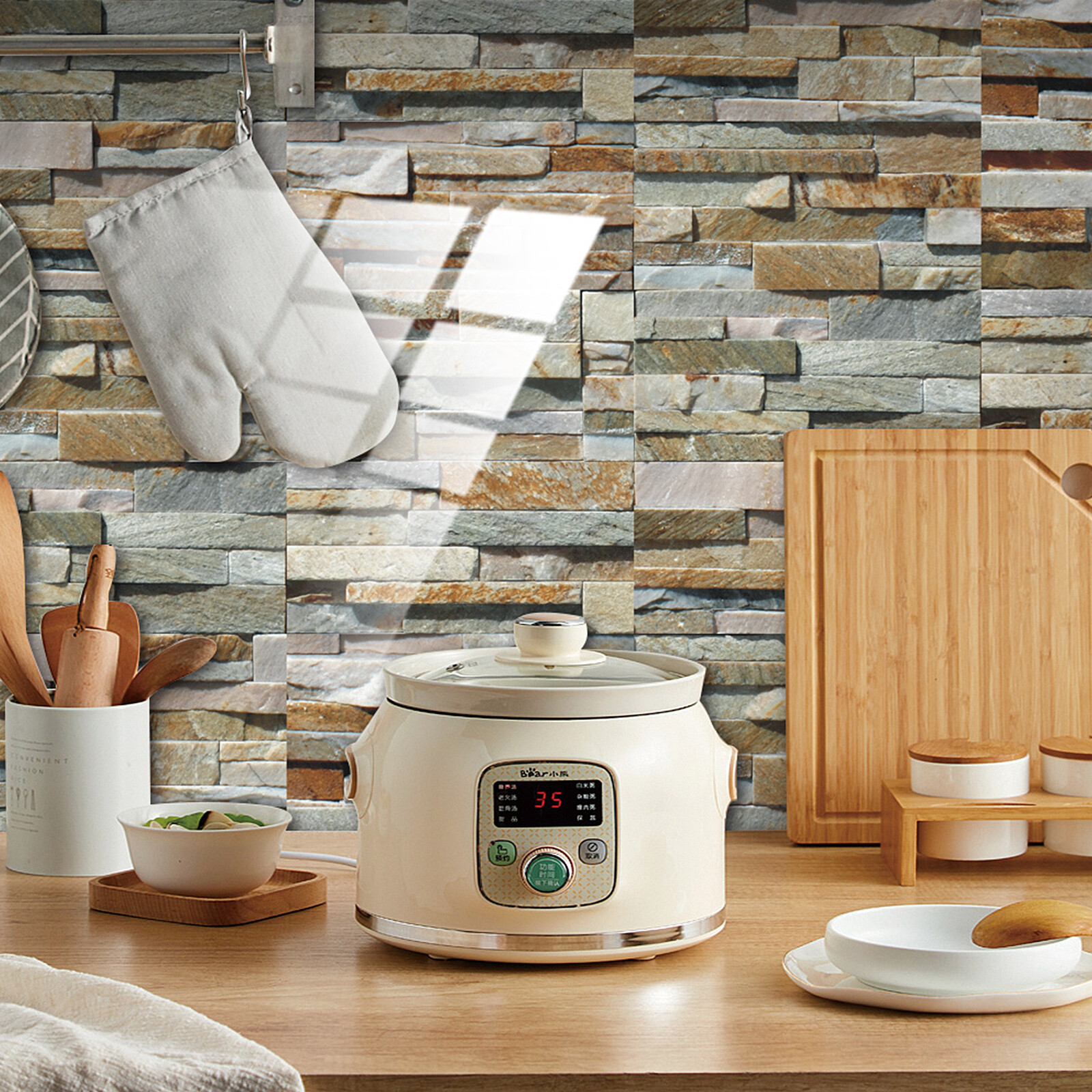 48pcs Peel & Stick Brick Kitchen Backsplash Self-Adhesive Wall Tile ...