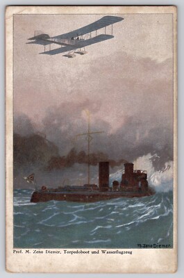 WWI German Seaplane Torpedo Boat WW1 by Zeno Diemer Military Postcard ...