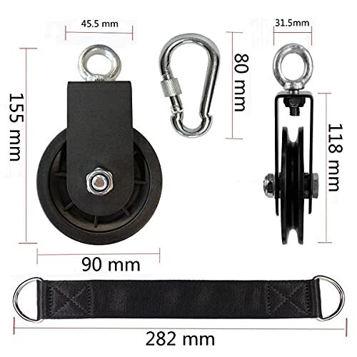 TouYinger Gym Pulley Wheel 3.54/90mm 360 Degree Rotation Lifting ...