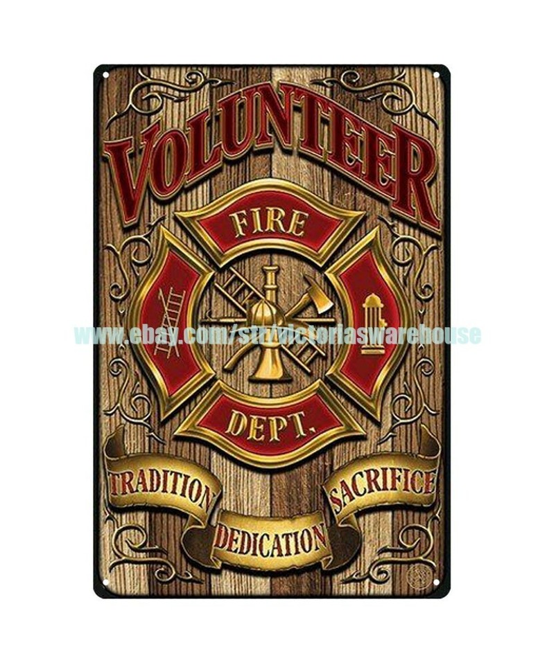 online decor stores firefighter fire department metal tin sign | eBay