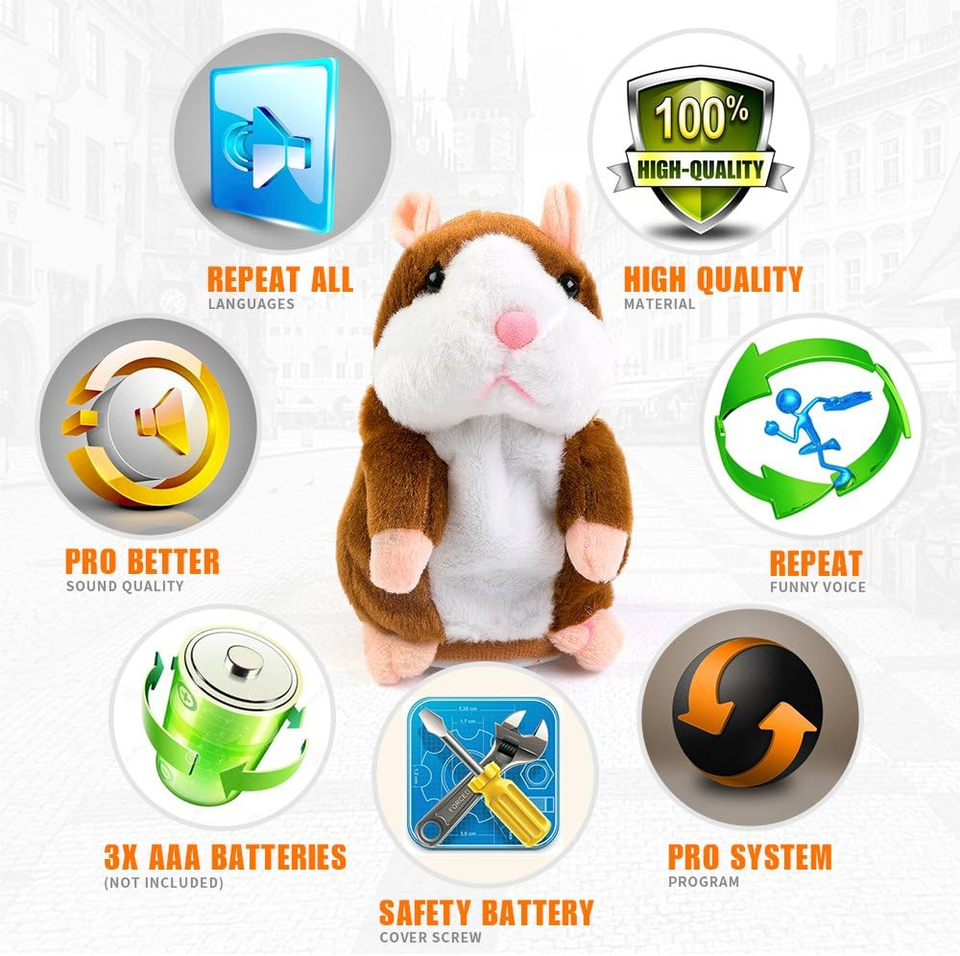 Plush Interactive Toys PRO Talking Hamster Repeats What You Say ...