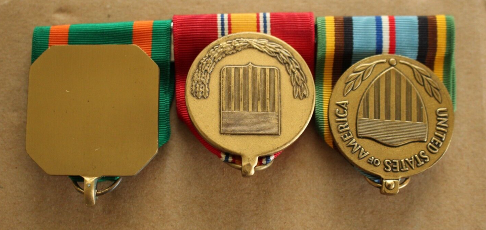 US MILITARY USN USMC USAF USCG ARMY FULL SIZE MOUNTED MEDALS THREE ...