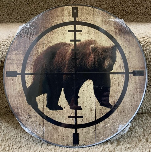 Bear in Scope Crosshairs 12" Round Metal Sign Hunter Target Hunting ...
