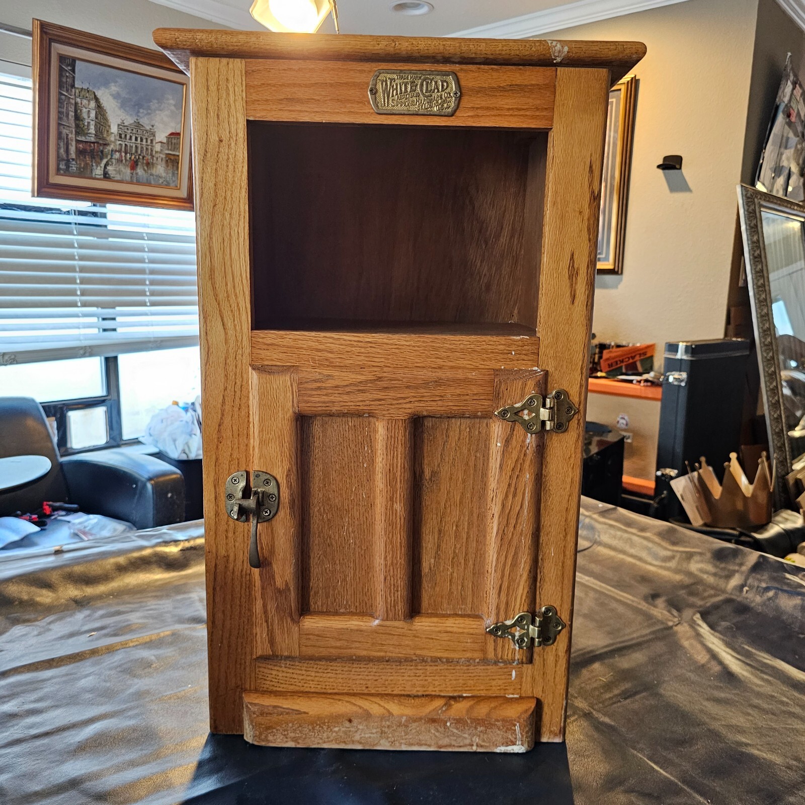 VTG White Clad Oak Ice Box Cabinet End Night Stand Table Simmons St ...