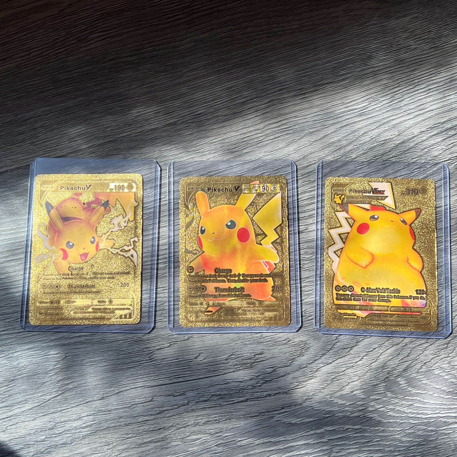 3 Set Pikachu BASIC + VMAX bundle ~ Gold textured plastic tribute ...