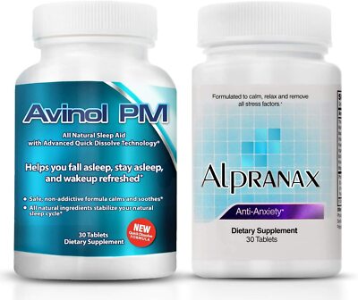 Avinol PM + Alpranax Bundle - Natural Sleep Aid + Herbal Relaxation and ...