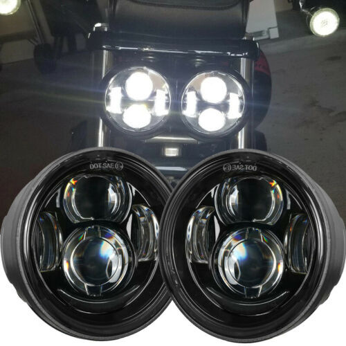 4.65 Inch Black Dual LED Headlight DRL Hi/Low Beam For Harley Dyna Fat ...