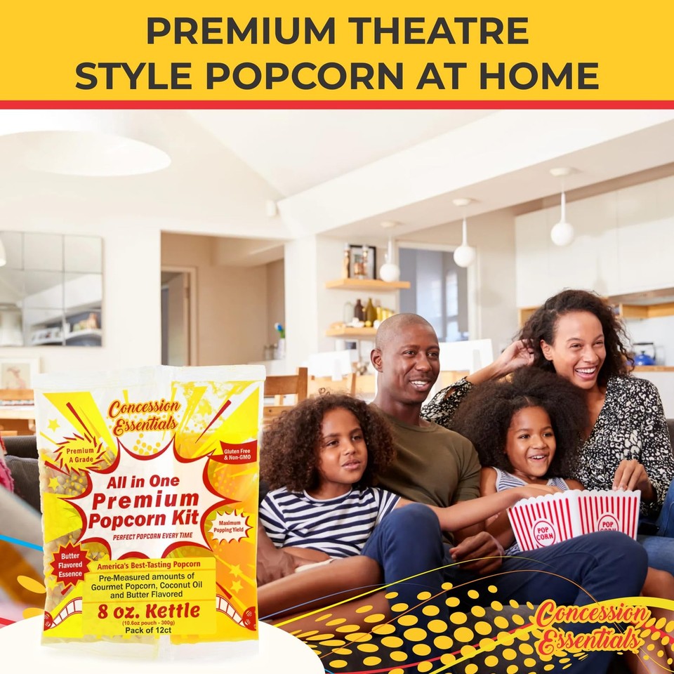 Concession Essentials 8oz Popcorn Portion Packs – Pre-Measured Kernels ...