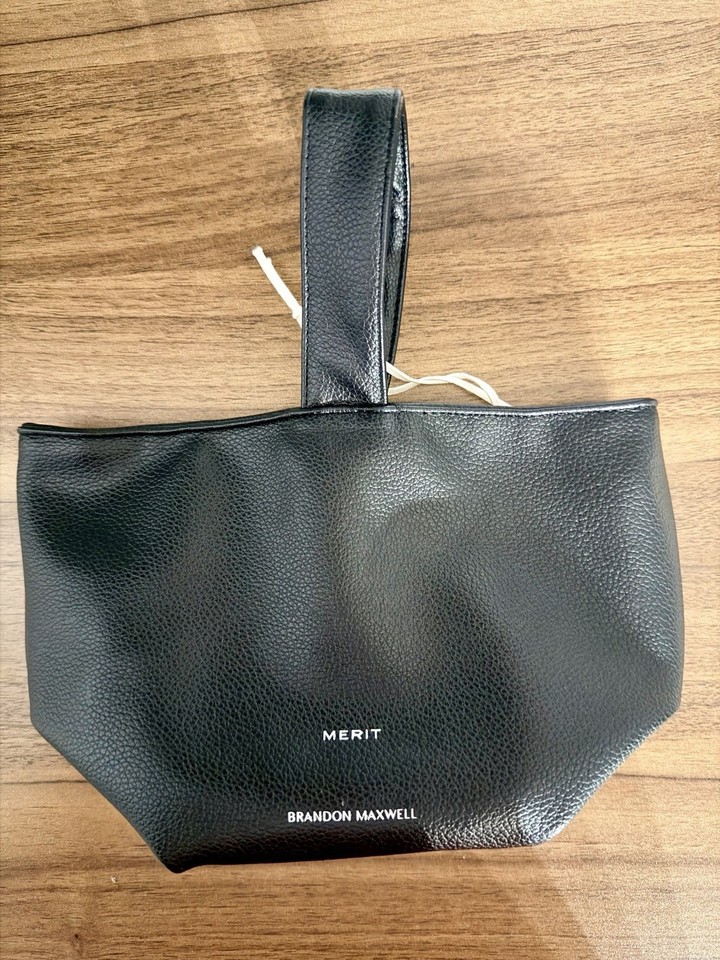 Merit x Brandon Maxwell Black Leather Bag Pouch Handbag Clutch | eBay
