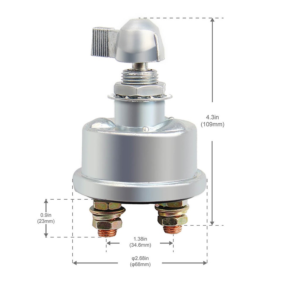 12 V Master Battery Disconnect Switch 2 post SPST Kill Cut-Off Nascar ...