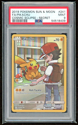 2019 PIKACHU SECRET FULL ART COSMIC ECLIPSE PSA 9 MINT #241 POKEMON TCG ...