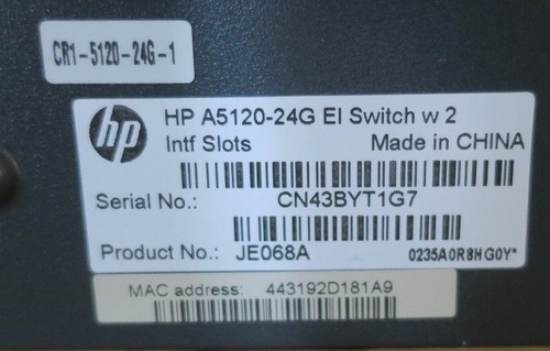 HP A5120-24G EI 24x 10/100/1000 + 4x Shared SFP Port L4 Gigabit Switch ...