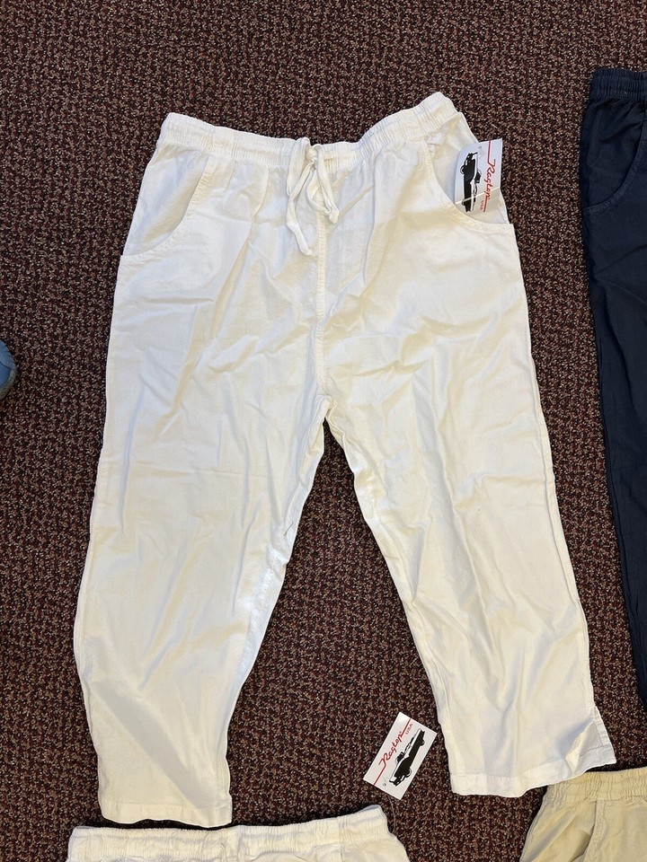 Ragtop USA 100% Cotton Pull On Capris White L,BEIGE L,BLUE L,GREEN M ...
