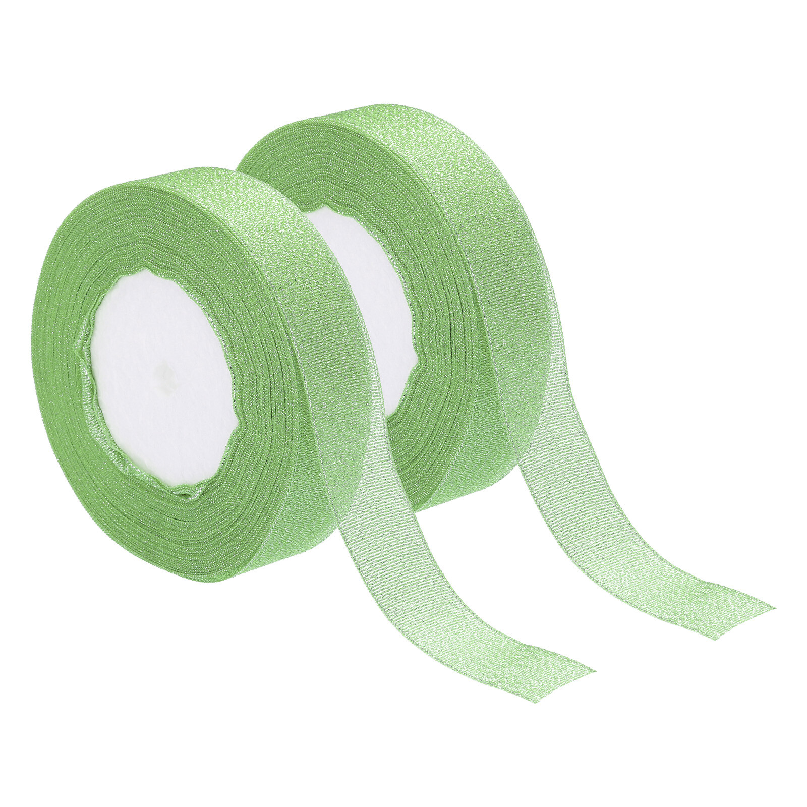 Total 48Yard Glitters Metallic Ribbon, 2Rolls 1"W Solid Ribbon, Green ...