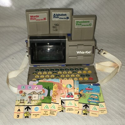 VINTAGE WHIZ KID COMPUTER LEARNING SYSTEM W/3 CARTRIDGES ALPHABET ...