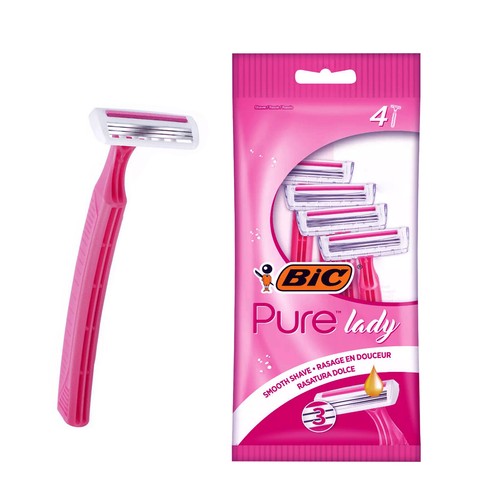 Womens Disposable Razor Bic 3 Pure Lady PINK Shave Sensitive Skin Face ...