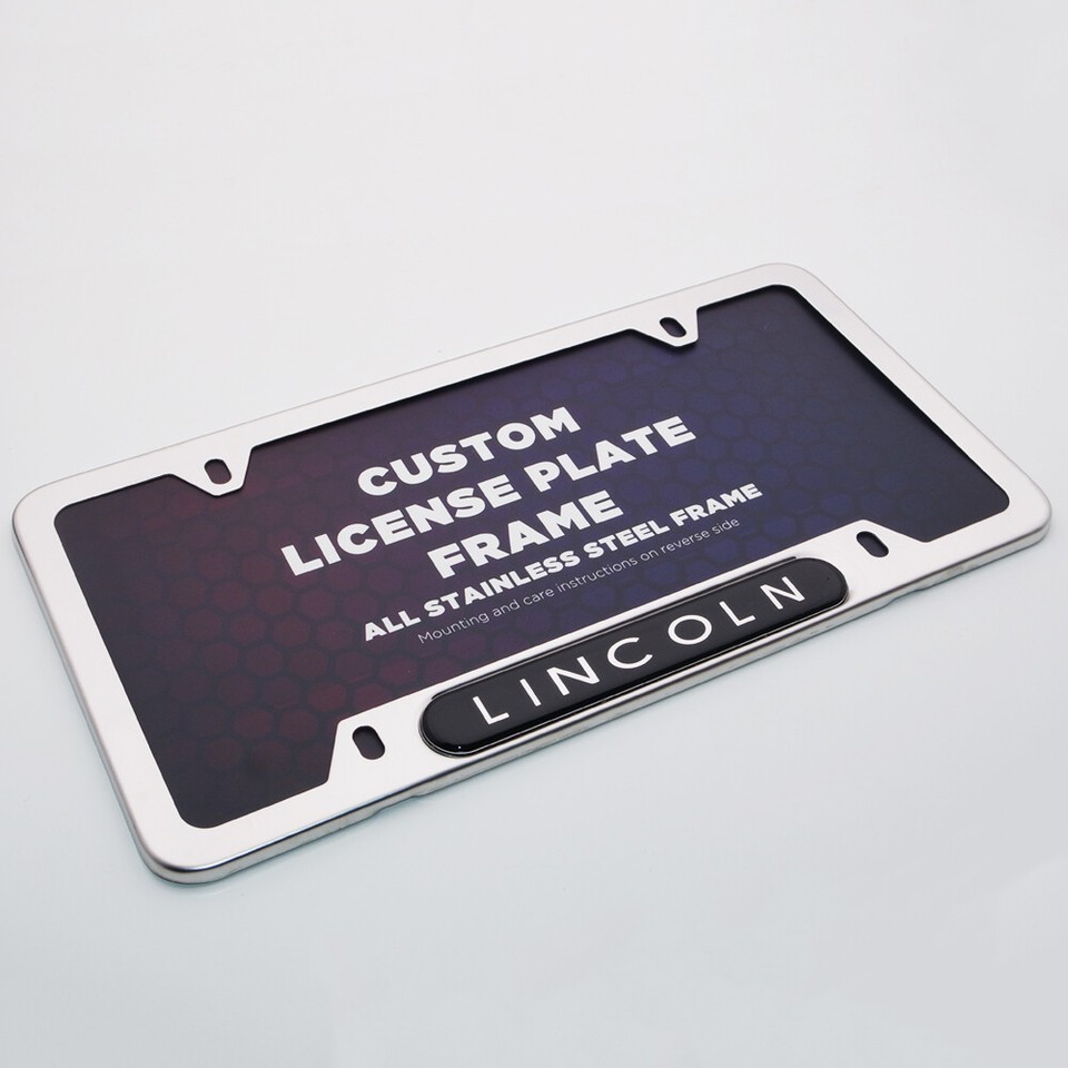 Chrome Stainless Front Rear Lincoln Logo Emblem License Plate Frame ...